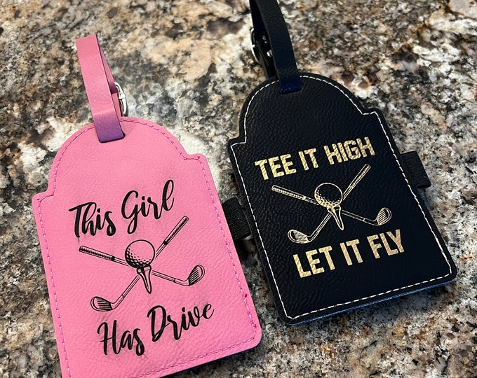 Custom Laser Engraved Golf Bag Tags - Leather Father's Day - Etsy