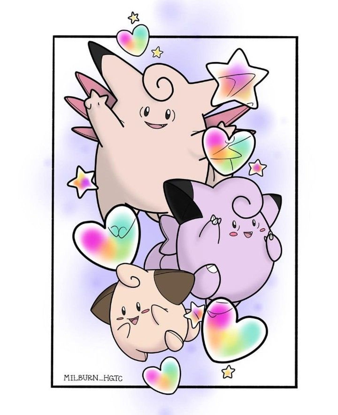 Illustration of Clefairy and Its Evolution. - Etsy