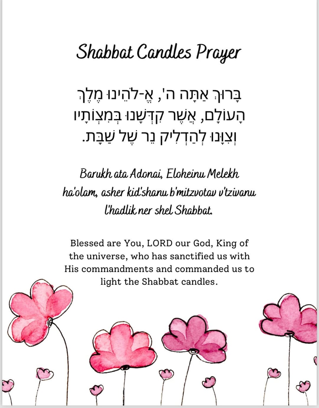 Shabbat Candles Blessing Prayer With BONUS Jewish Home Blessing - Etsy