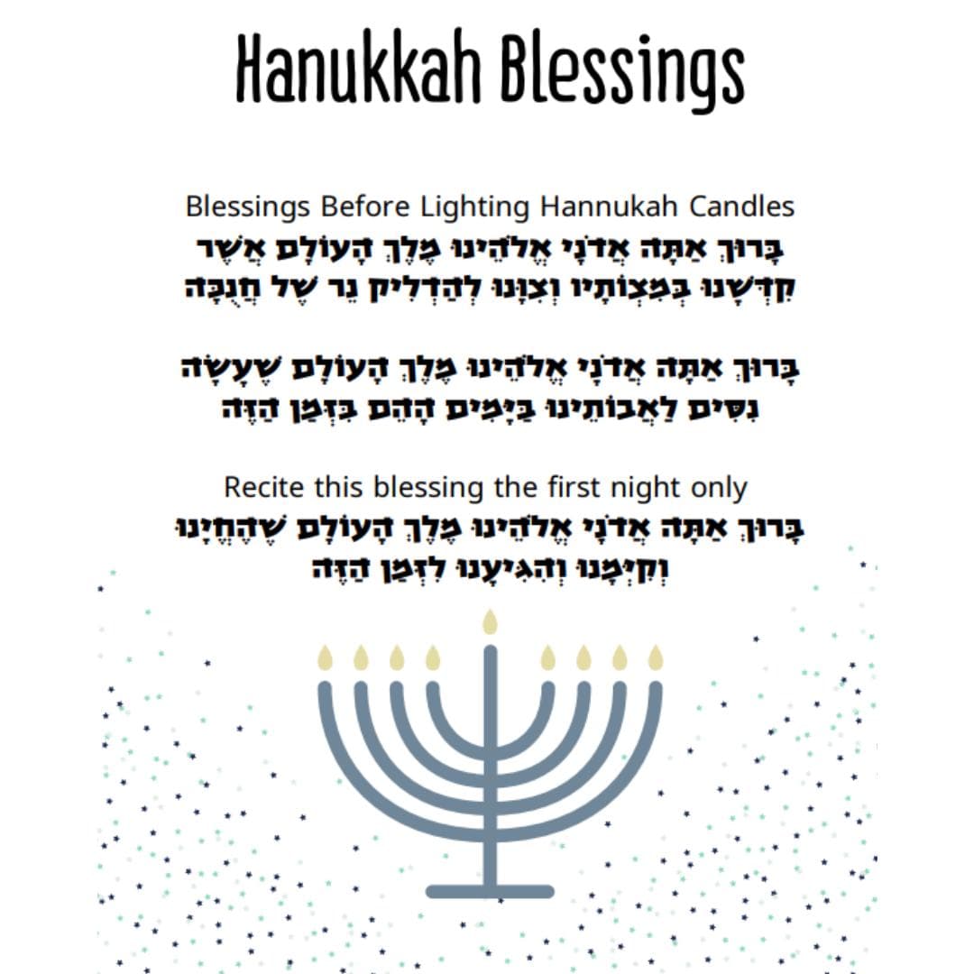 Hanukkah Menorah Candle Lighting Blessings/prayers/bracha -hanukkah ...