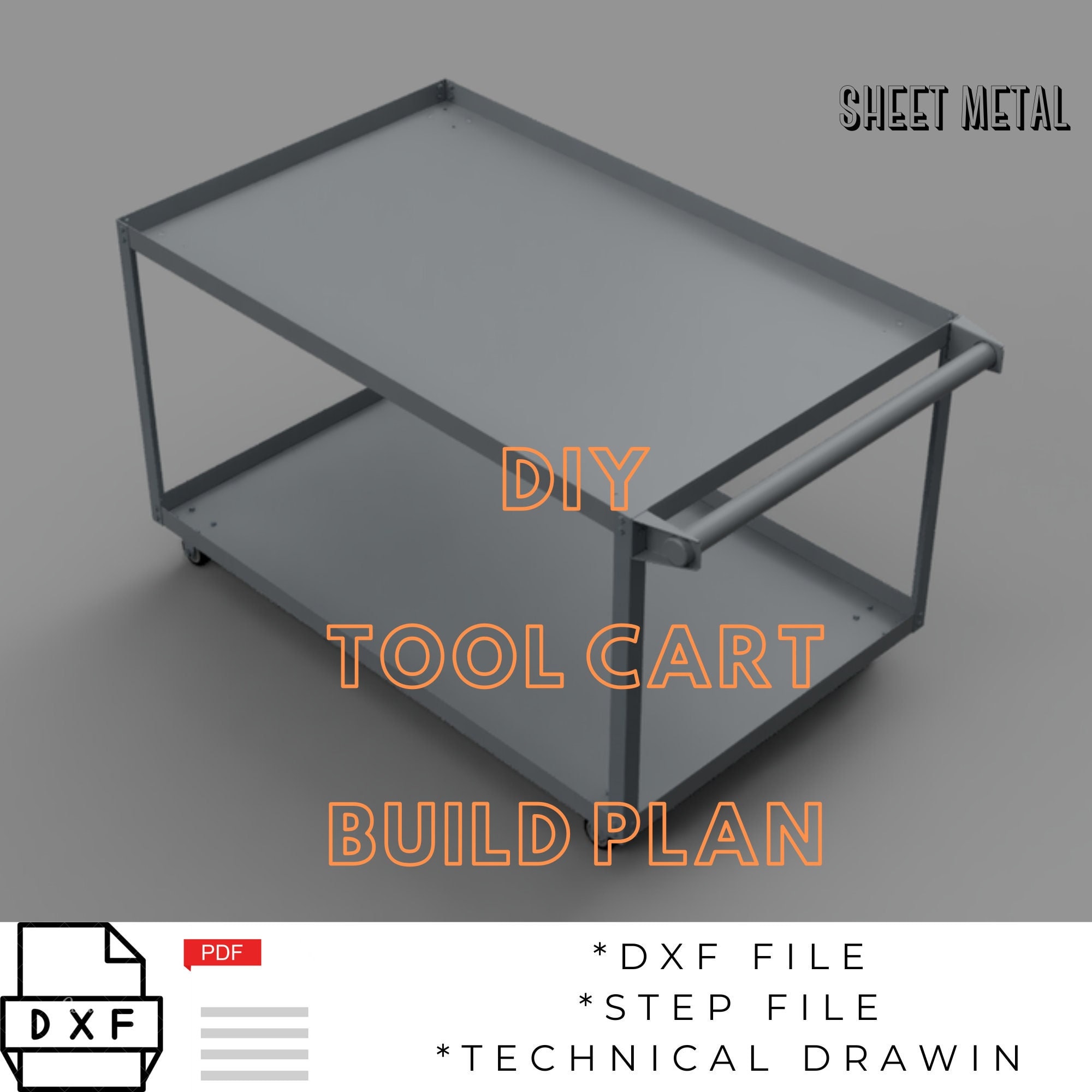 Trolley Cart Fabrication Plan / Mobile Sheet Metal DIY Tool Cart Kit ...