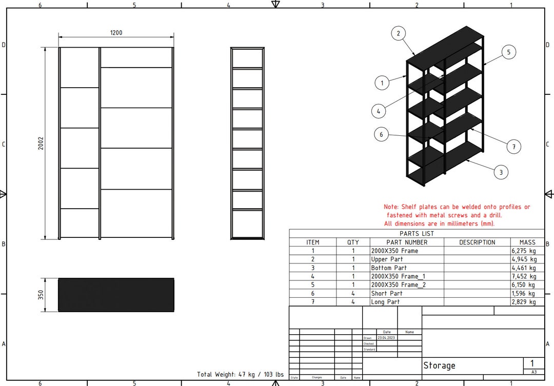Open Shelving Book Storage DIY Fabrication Plan / Pdf, Dxf, Dwg,step ...