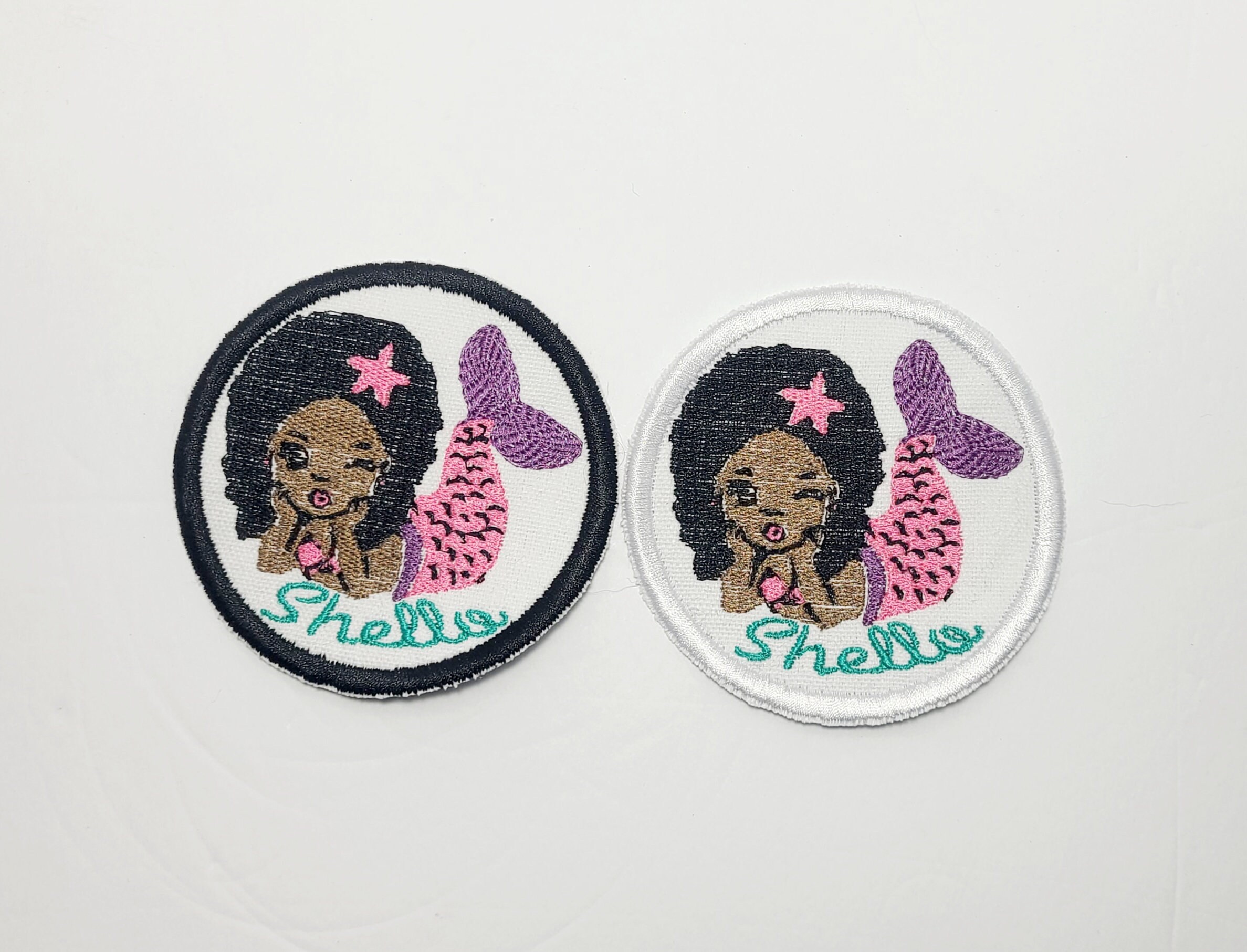 Shello Sassy Afro Black Girl Mermaid Embroidered Patch Pink & Purple - Etsy
