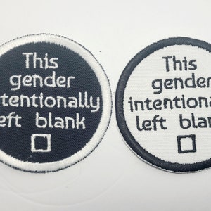 Nonbinary "gender Intentionally Left Blank" - Embroidered Patch Black Version - Etsy