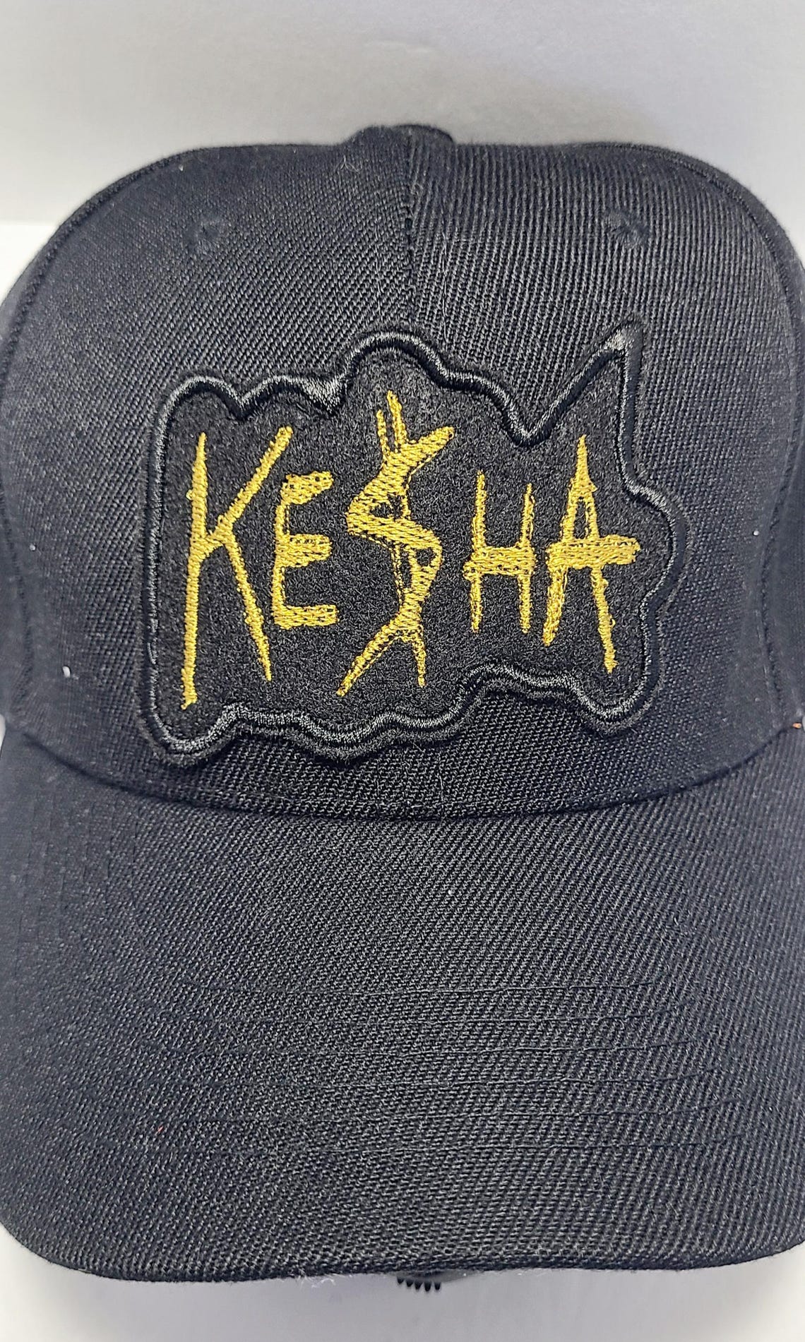 Kesha - Name/logo - Gold & Black Baseball Hat - Adjustable Velcro Back ...