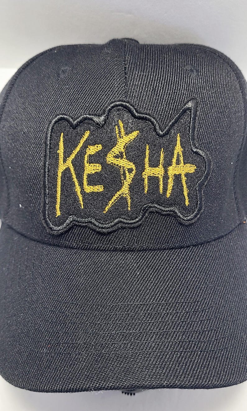 Kesha - Name/logo - Gold & Black Baseball Hat - Adjustable Velcro Back ...