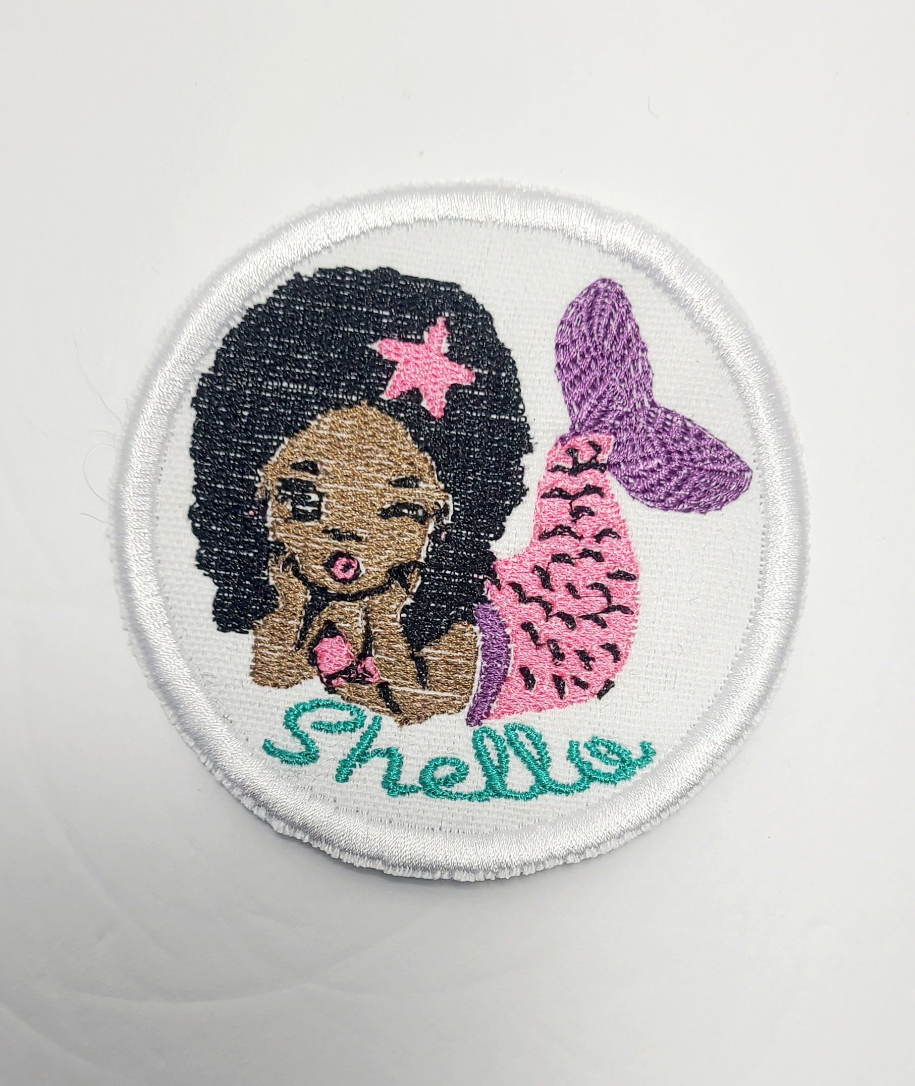 Shello Sassy Afro Black Girl Mermaid Embroidered Patch Pink & Purple - Etsy
