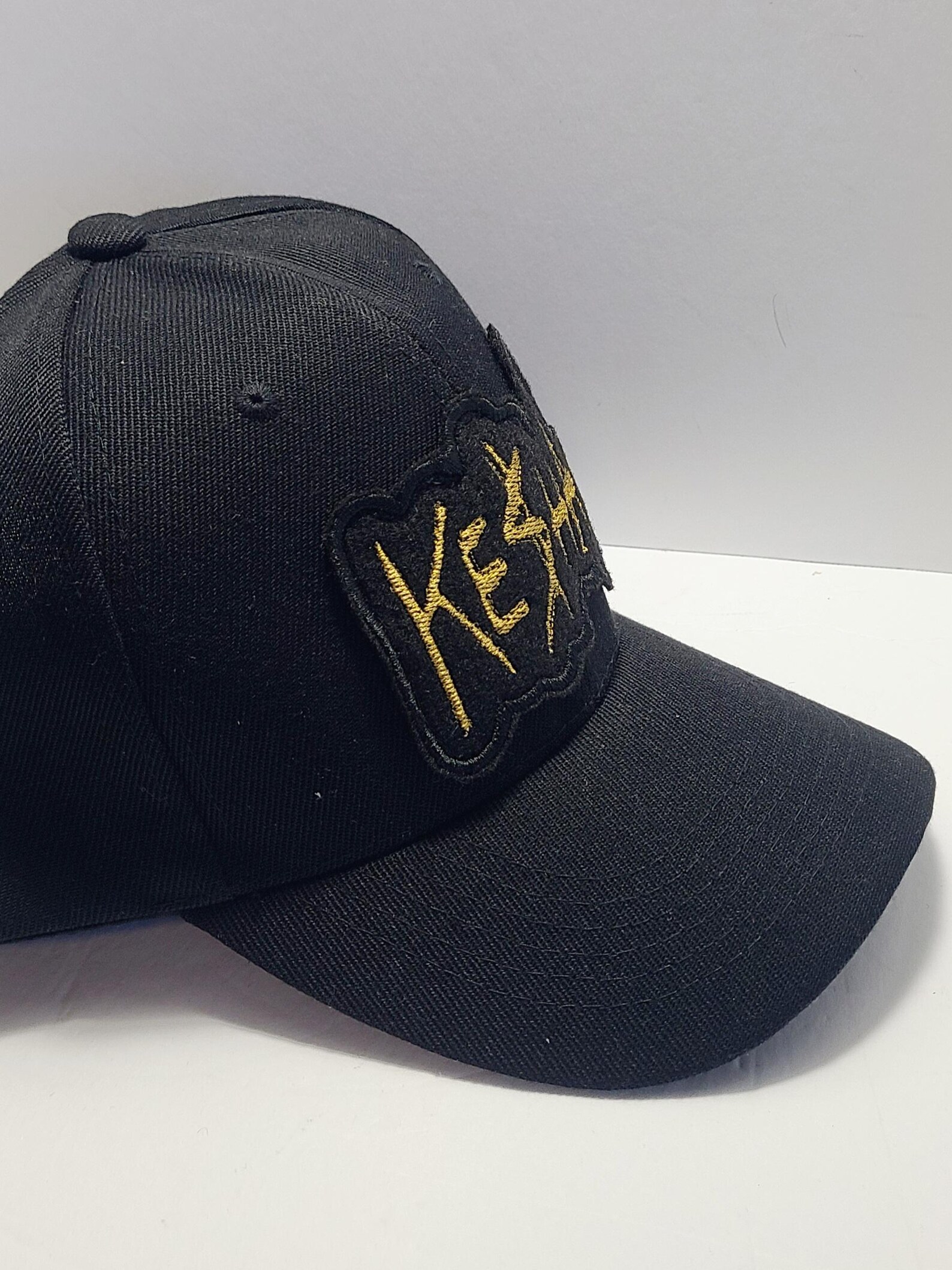 Kesha - Name/logo - Gold & Black Baseball Hat - Adjustable Velcro Back ...