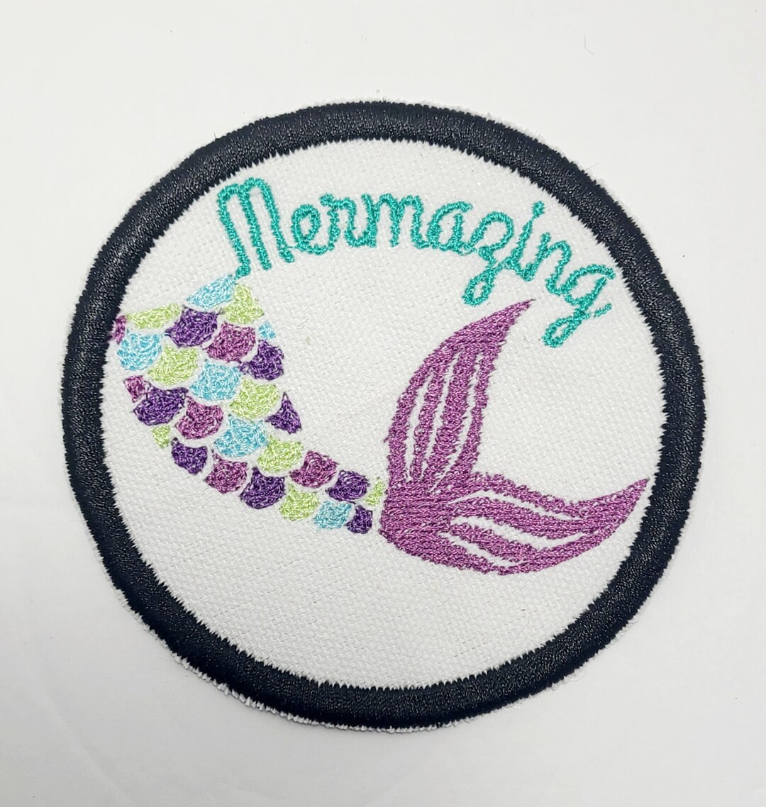 Mermazing - Mermaid/merman/merperson Tail Embroidered Patch - Black ...