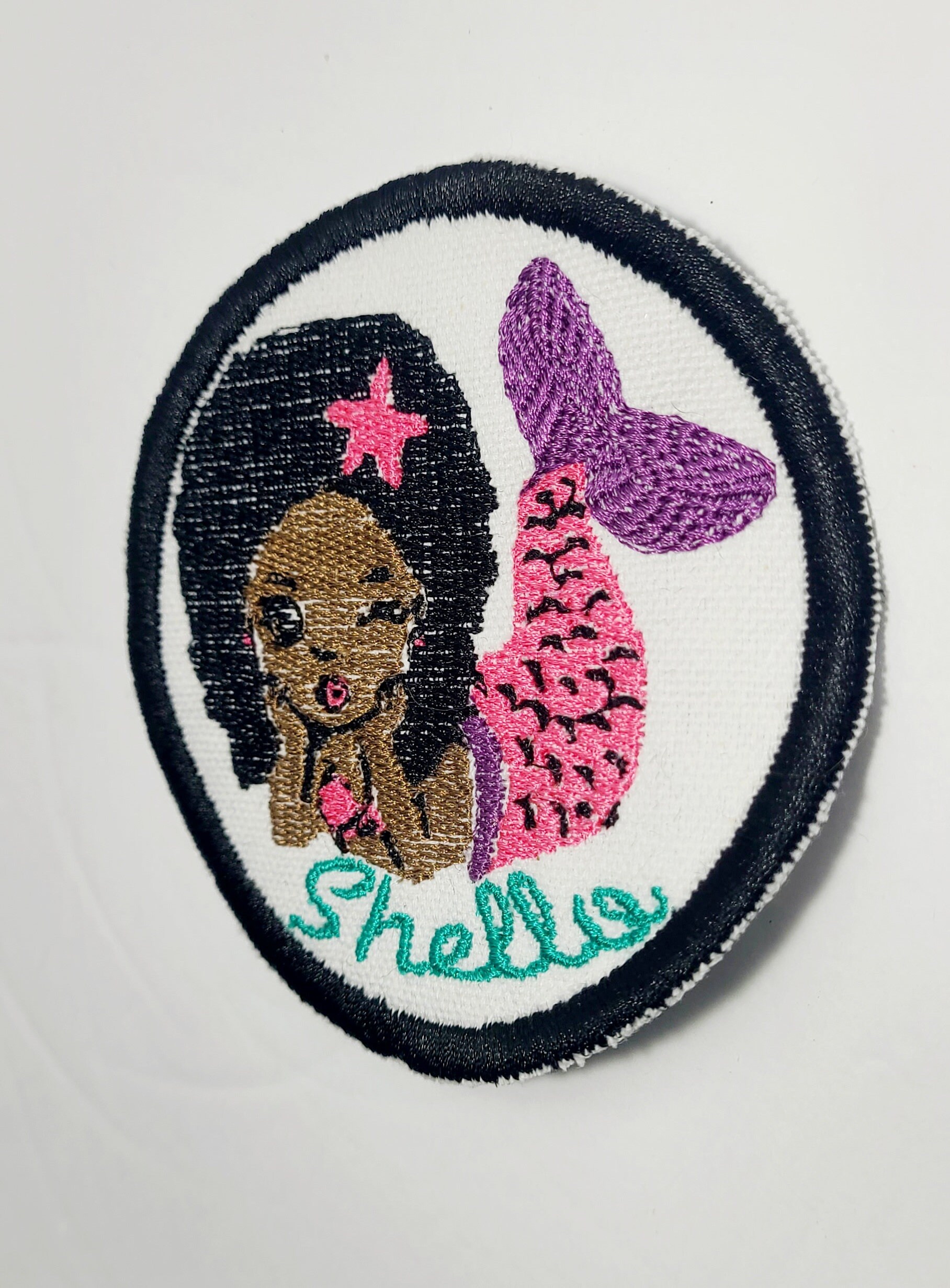 Shello Sassy Afro Black Girl Mermaid Embroidered Patch Pink & Purple - Etsy