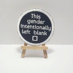 Nonbinary "gender Intentionally Left Blank" - Embroidered Patch Black Version - Etsy