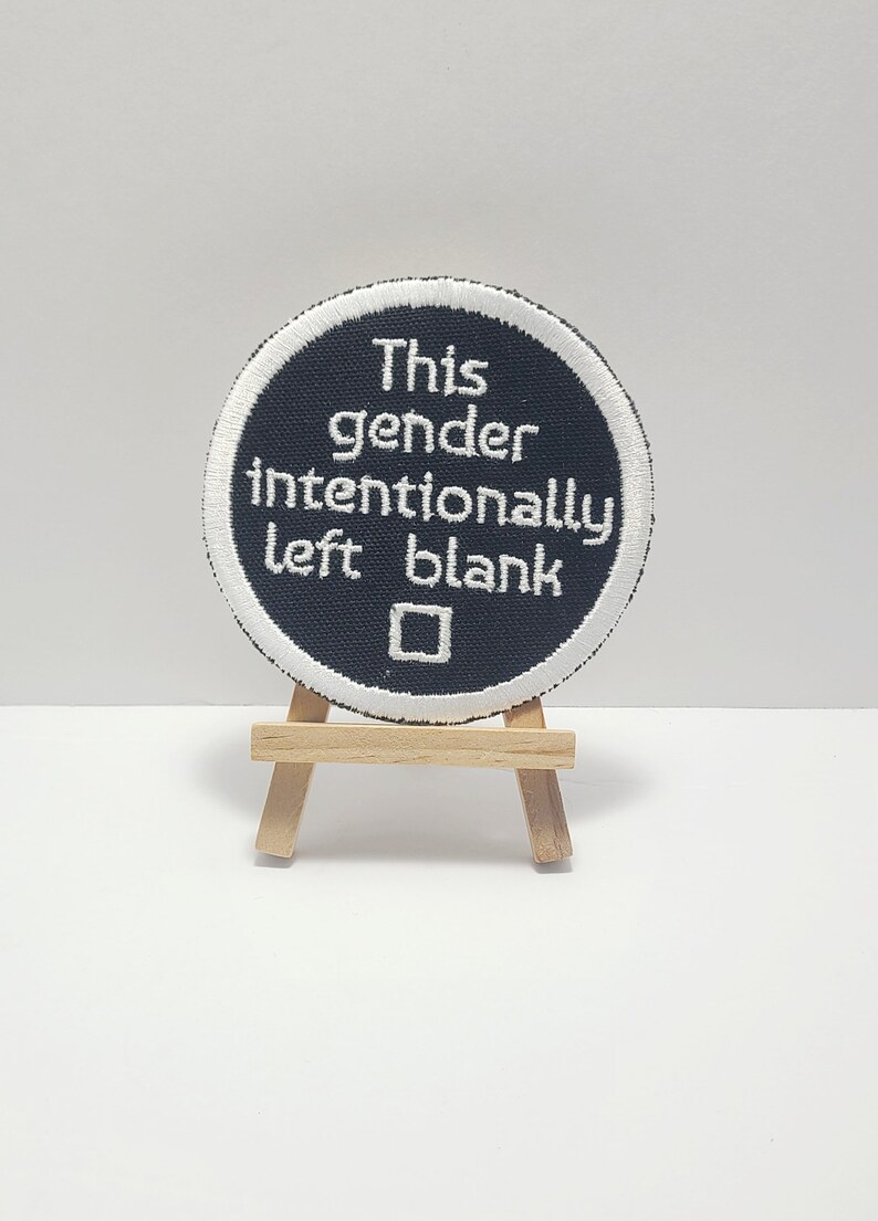 Nonbinary "gender Intentionally Left Blank" - Embroidered Patch Black ...