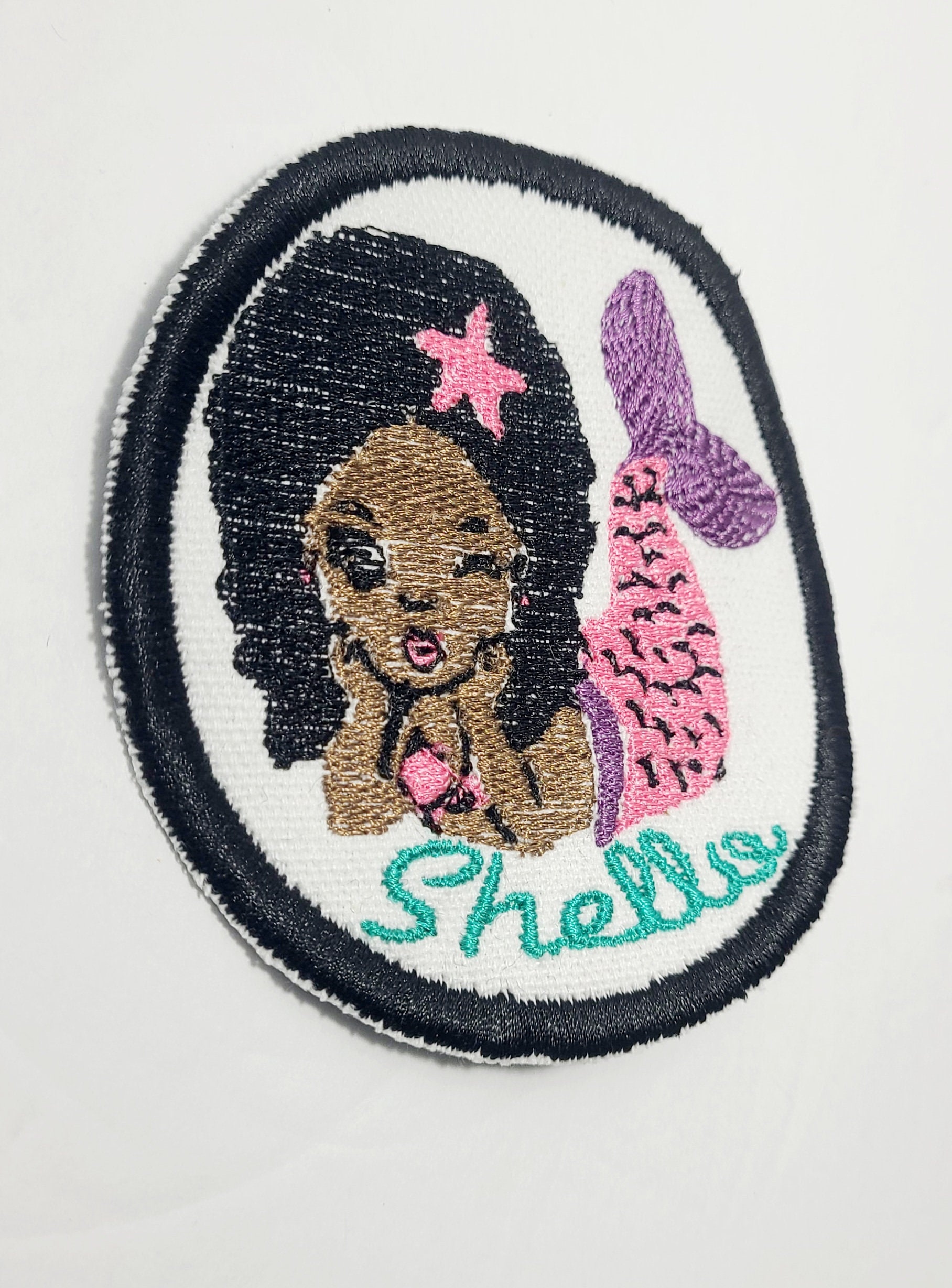 Shello Sassy Afro Black Girl Mermaid Embroidered Patch Pink & Purple - Etsy