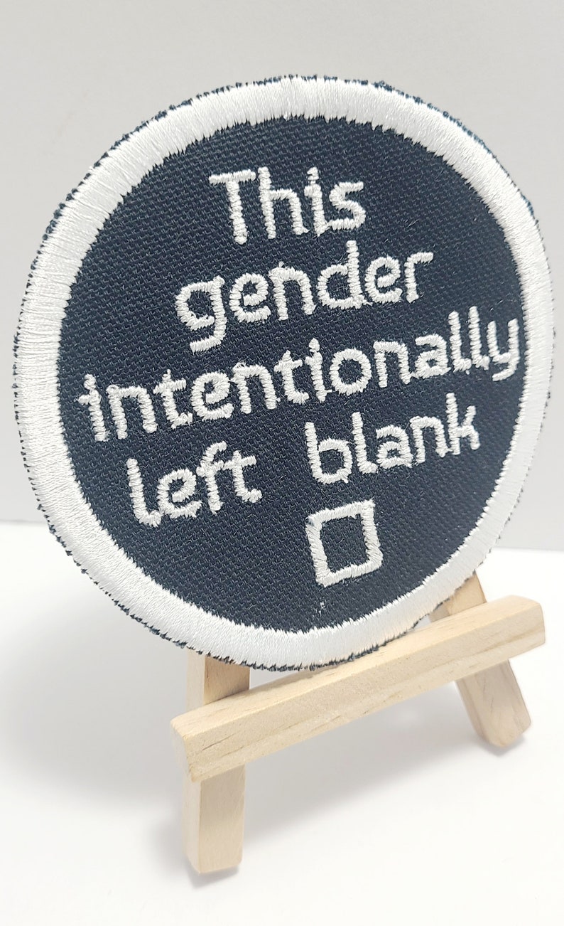 Nonbinary "gender Intentionally Left Blank" - Embroidered Patch Black ...