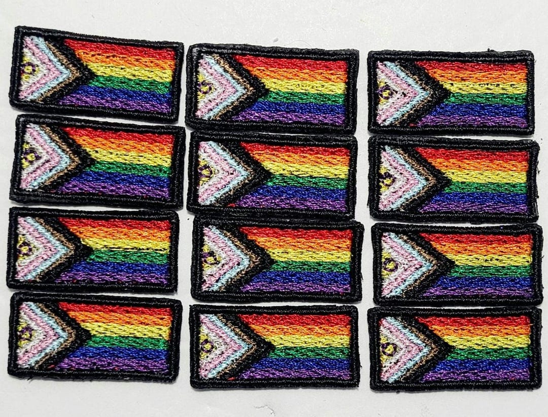 Mini Mini Inclusive Pride Flag Embroidered Patch 6 X 1.3 Inches Rainbow ...