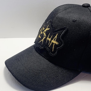 Kesha - Name/logo - Gold & Black Baseball Hat - Adjustable Velcro Back ...