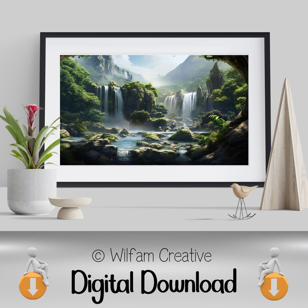 Waterfall Panoramic Wall Art|digital Download| Scenic Waterfall ...
