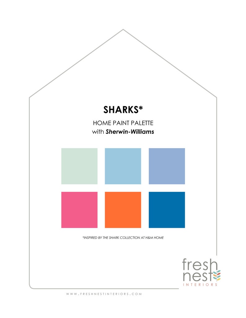 Sherwin Williams Sharks Color Palette: Ocean Kids Room Scheme (digital ...