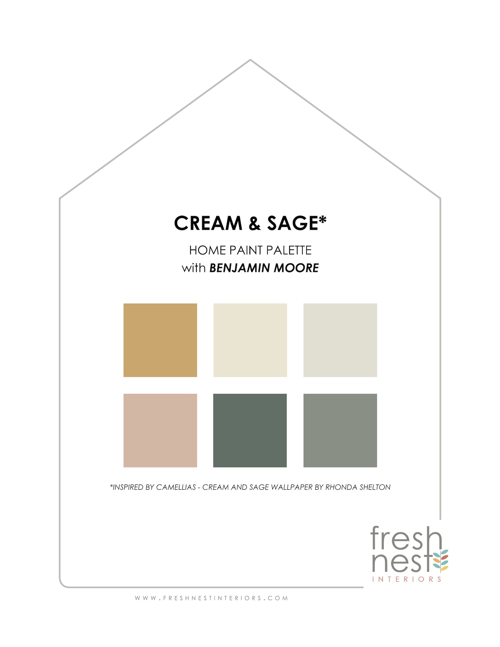 Cream & Sage Paint Color Palette: Modern Interior Color Scheme (digital ...