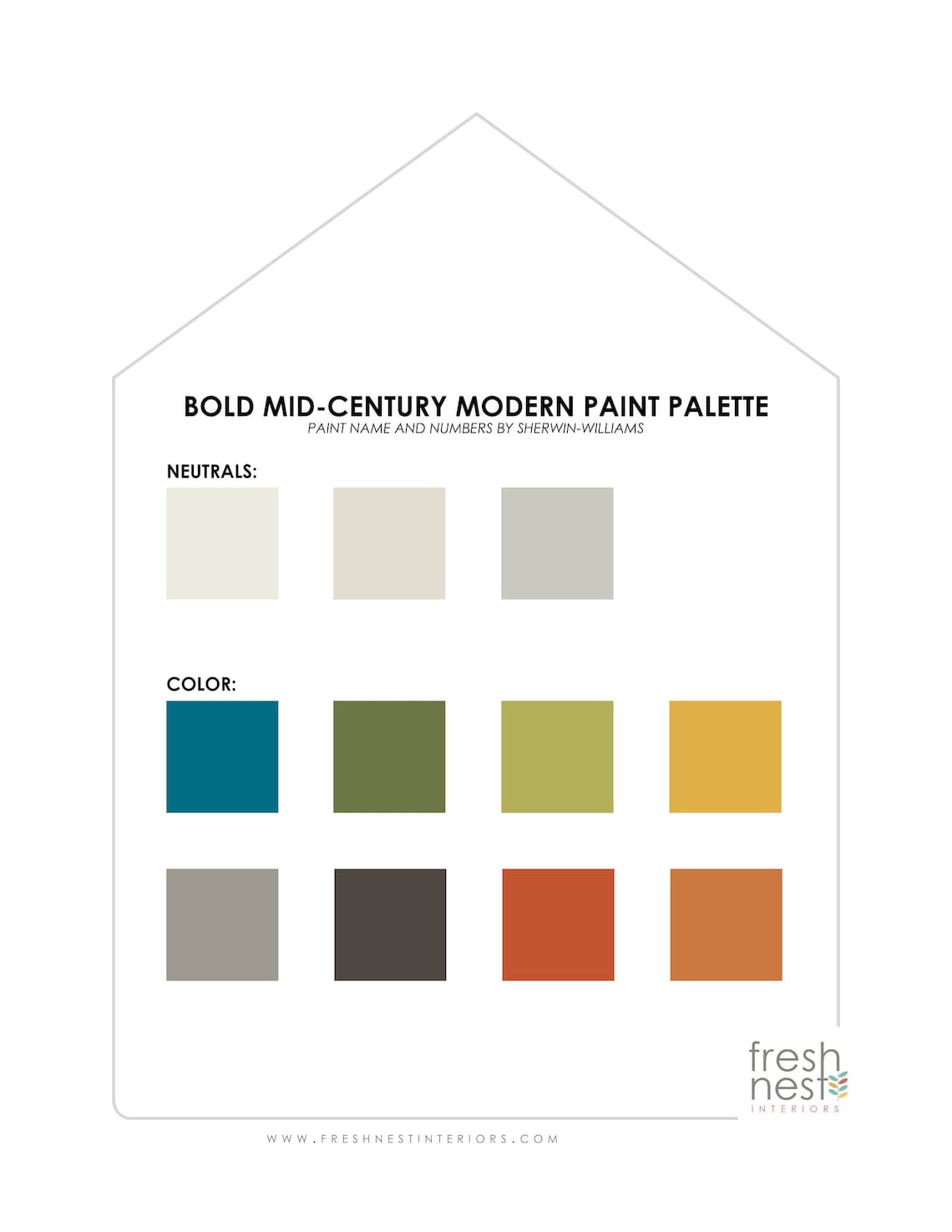 Bold Mid-century Modern Sherwin Williams Paint Palette (digital ...