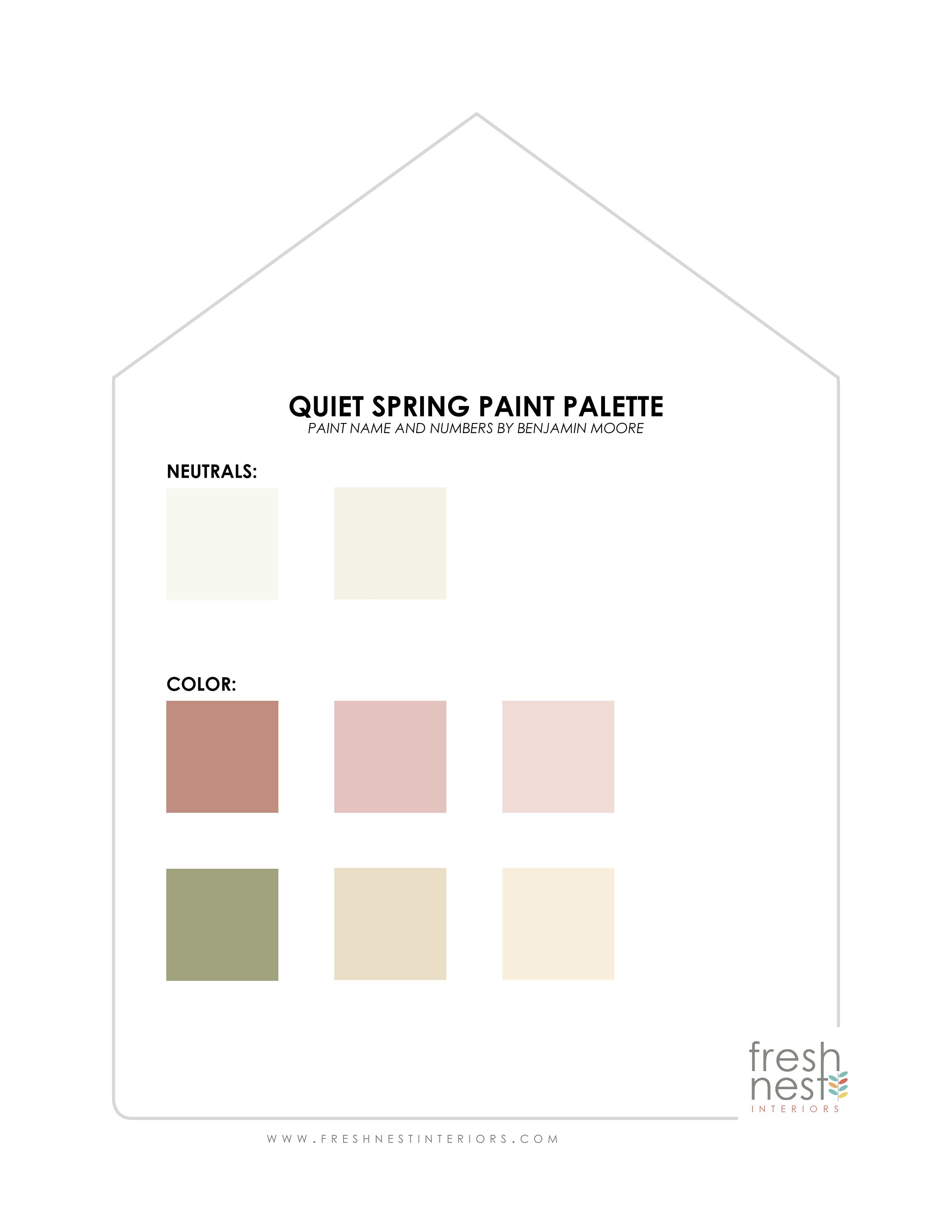 Benjamin Moore Pastel Paint Palette - Quiet Spring - Color Palette ...