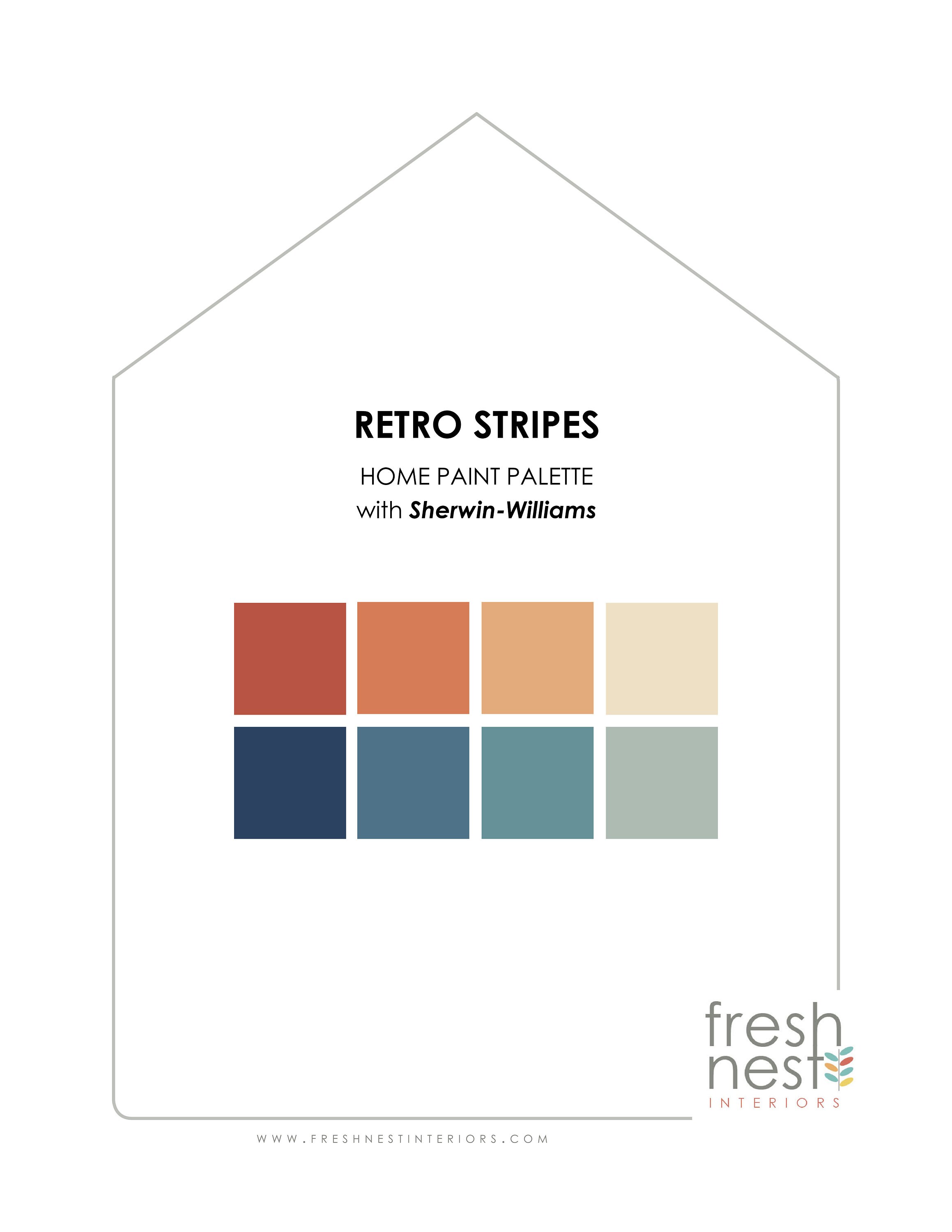 Retro Stripes Color Palette: Sherwin Williams Paint Scheme (digital ...