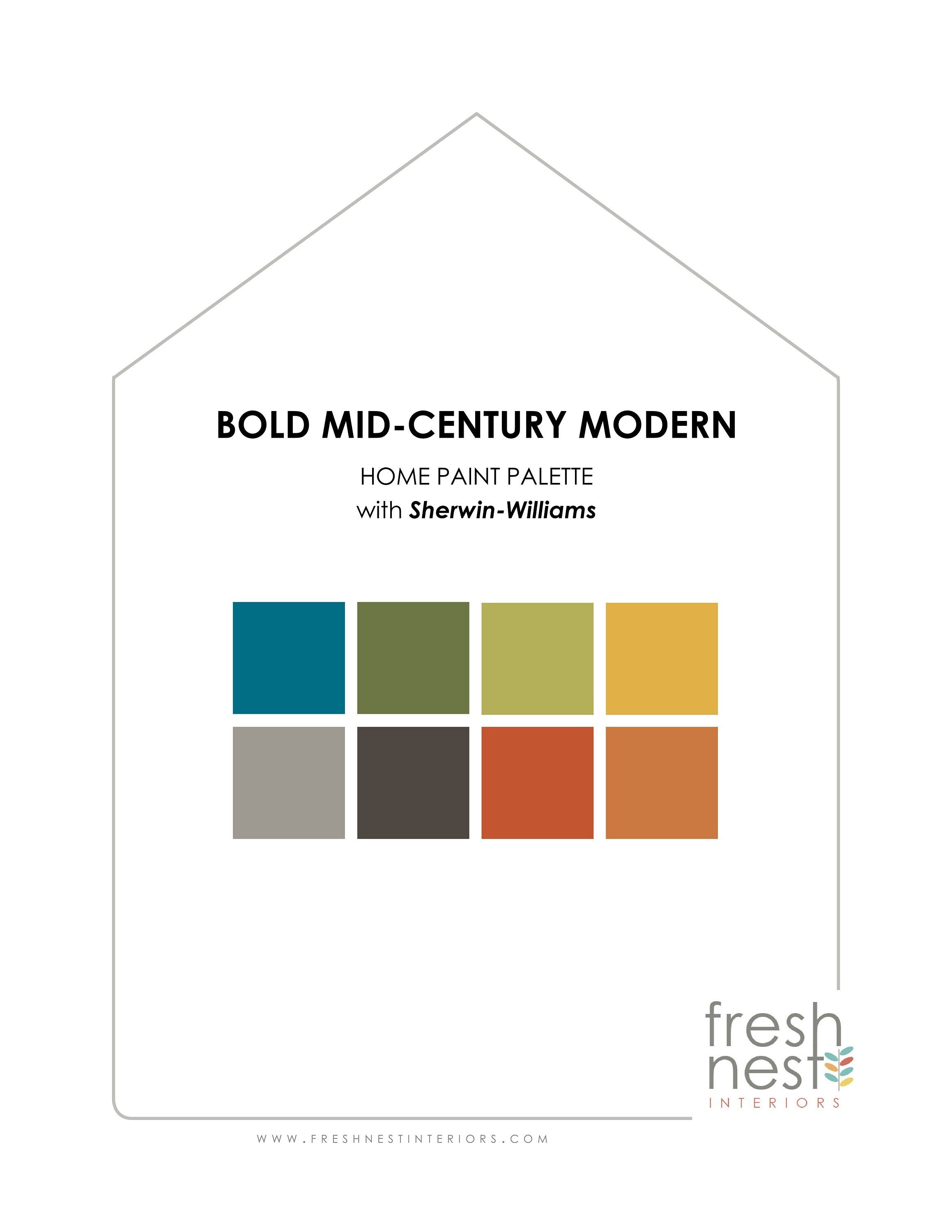 Mid-century Modern Sherwin Williams Paint Palette: Bold MCM Color ...