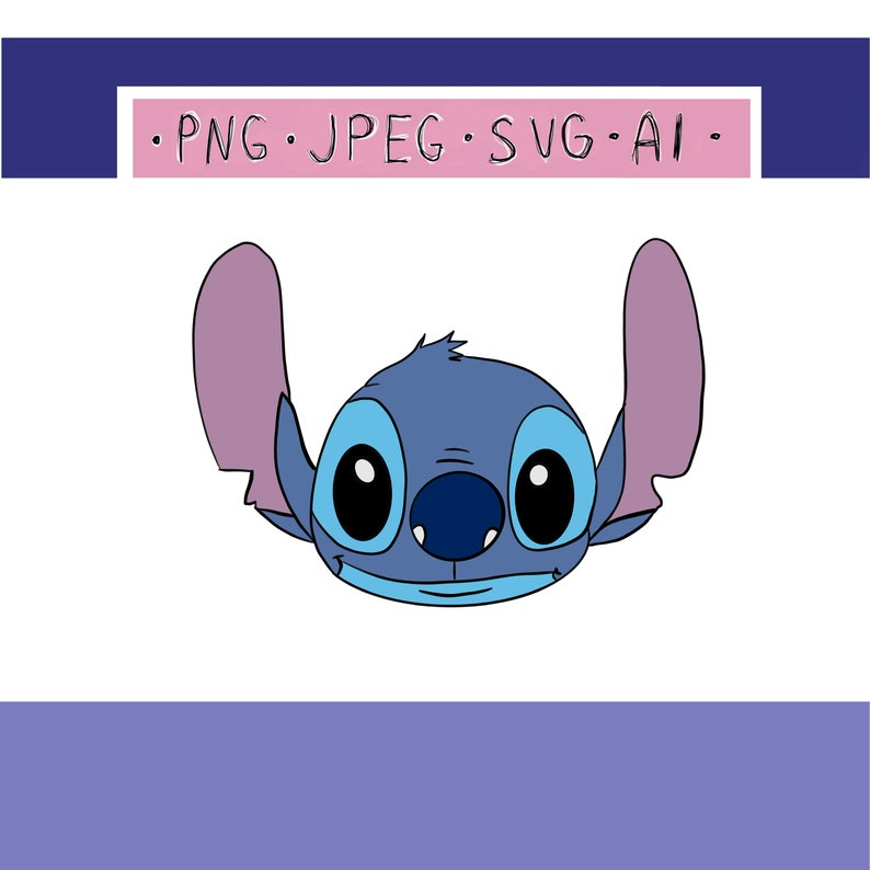 Stitch Face Digital Sticker Stitch SVG Stitch Face PNG Kids - Etsy