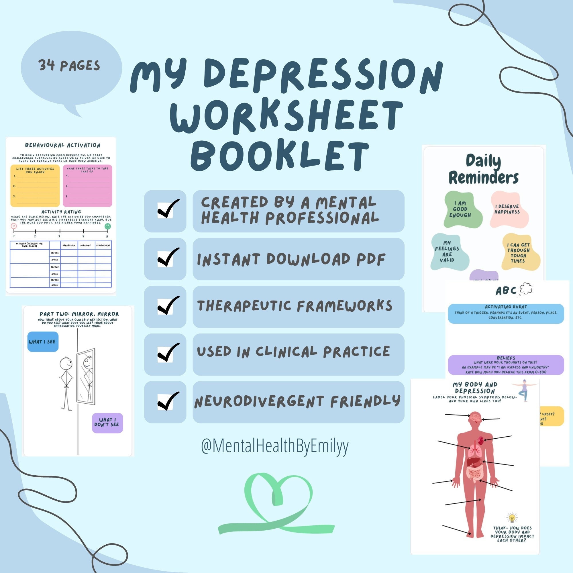 Depression Workbook - Etsy
