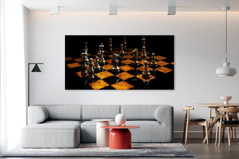 Chess Wall Art, Chess Canvas, Huge Canvas Art, Chessboard Wall Decor ...