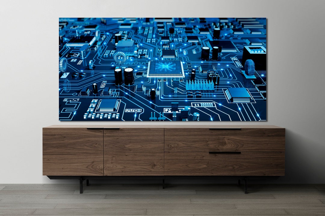 Circuit Board Wall Art, Huge Canvas Art, Scientific Canvas, Engineering ...