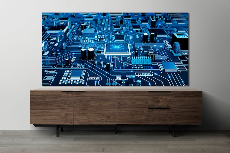 Circuit Board Wall Art, Huge Canvas Art, Scientific Canvas, Engineering ...