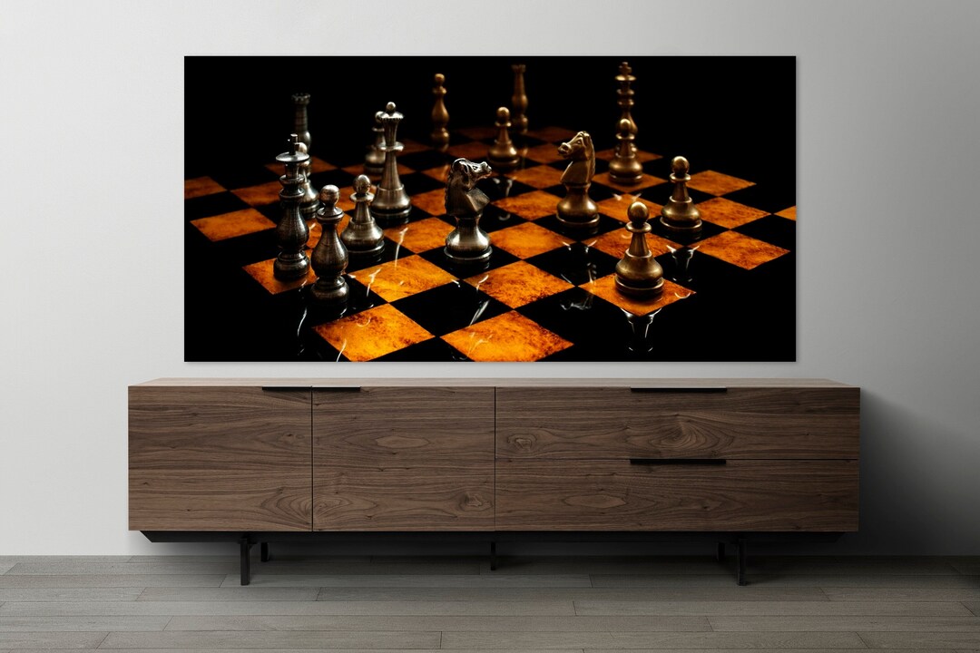 Chess Wall Art, Chess Canvas, Huge Canvas Art, Chessboard Wall Decor ...