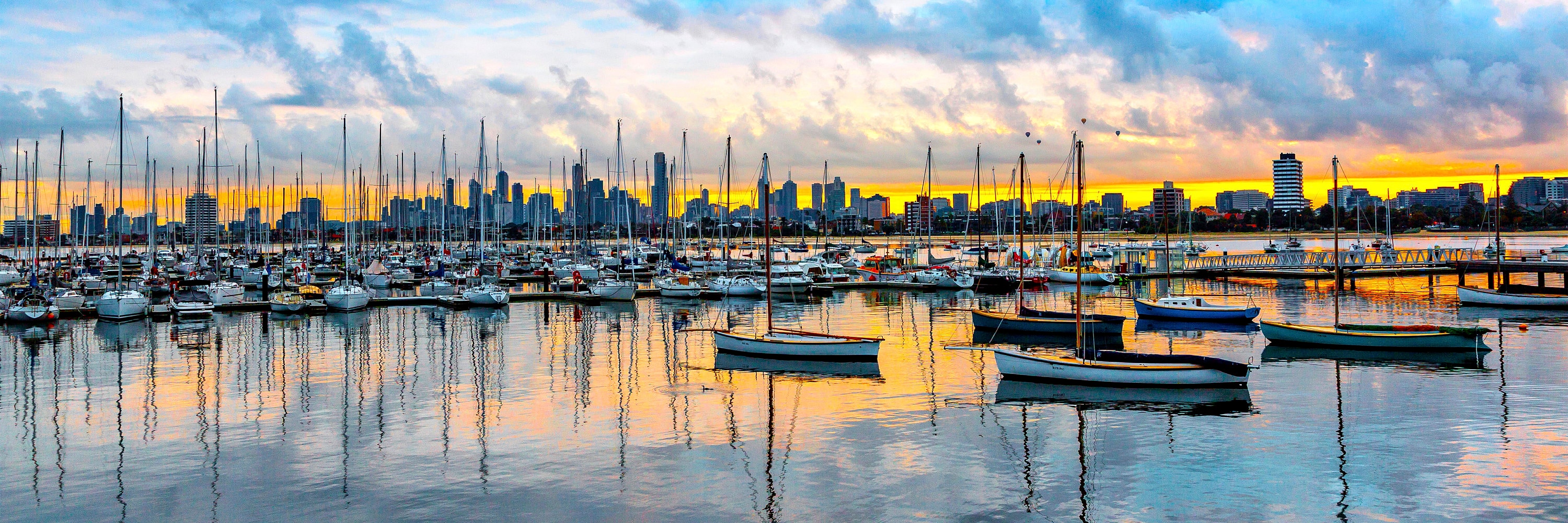 Boat Marina Wall Decor, City and Marina Canvas Wall Art, Sailboats in ...