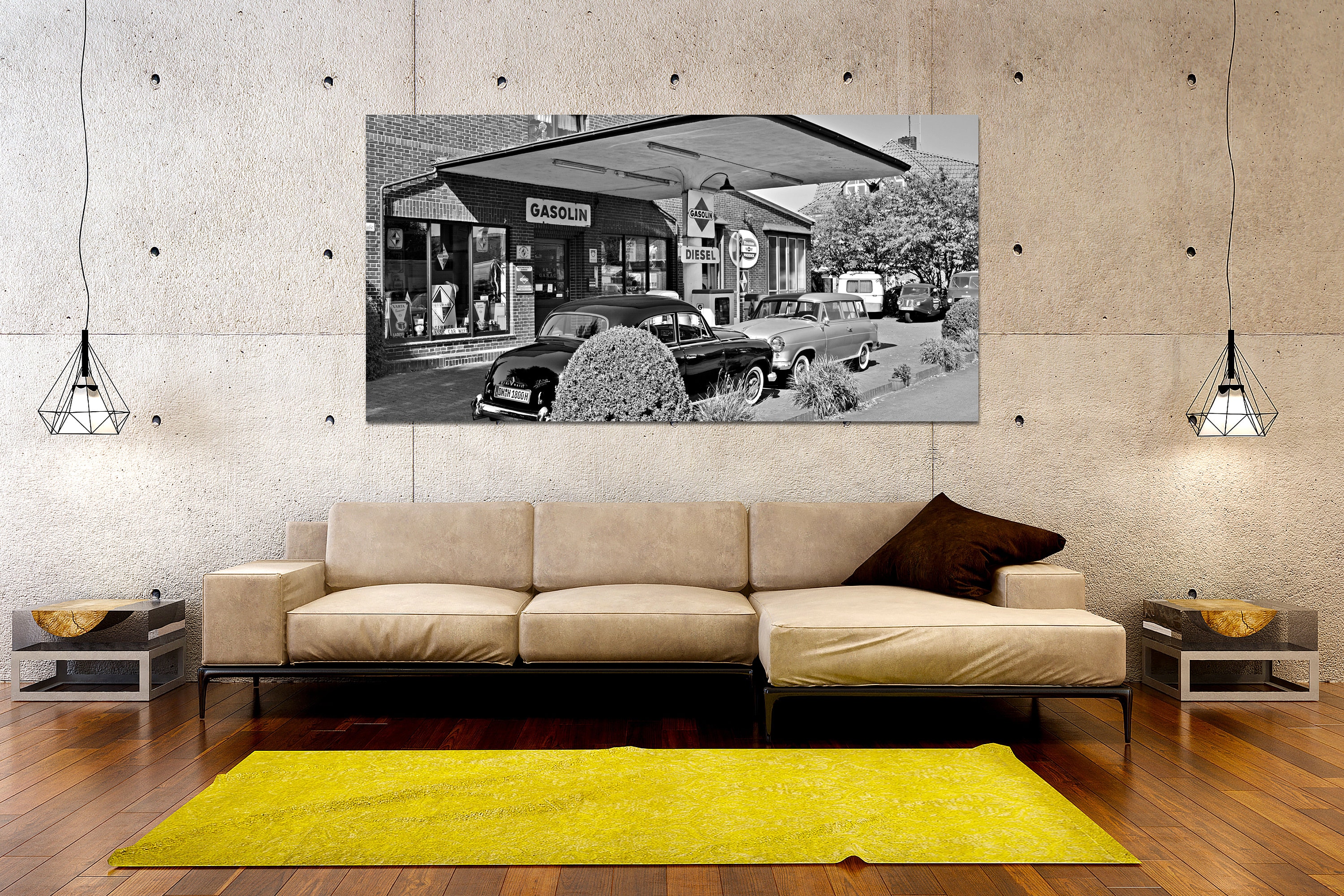 Vintage Car Canvas Wall Art, Garage Wall Decor, Vintage Gas Station ...