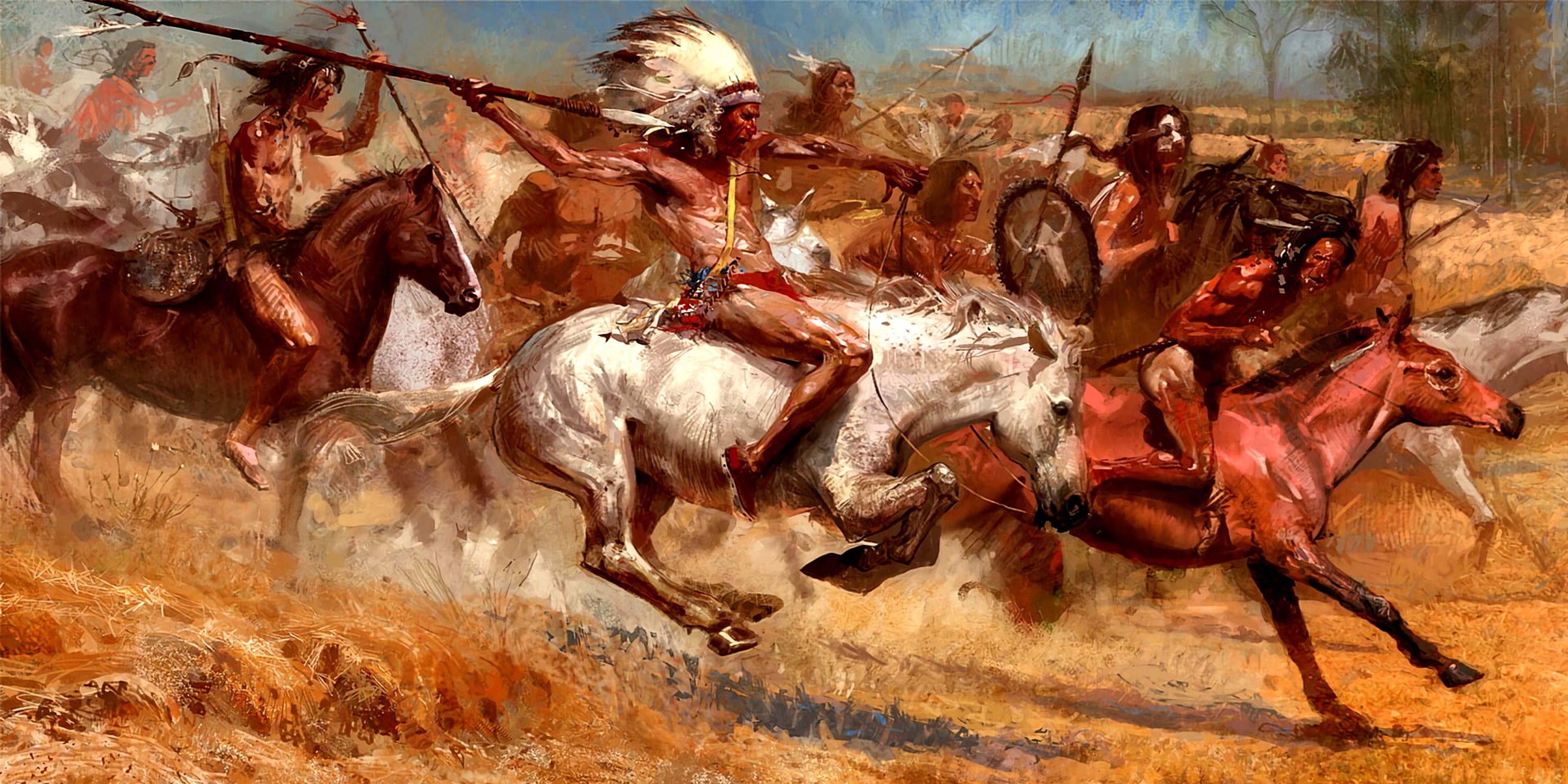 Native American War Wall Art, Native American Horse Canvas, Huge Canvas ...