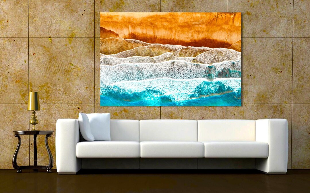 Beach Waves Wall Decor, Beach Canvas Wall Art, Large Canvas Print, Blue ...