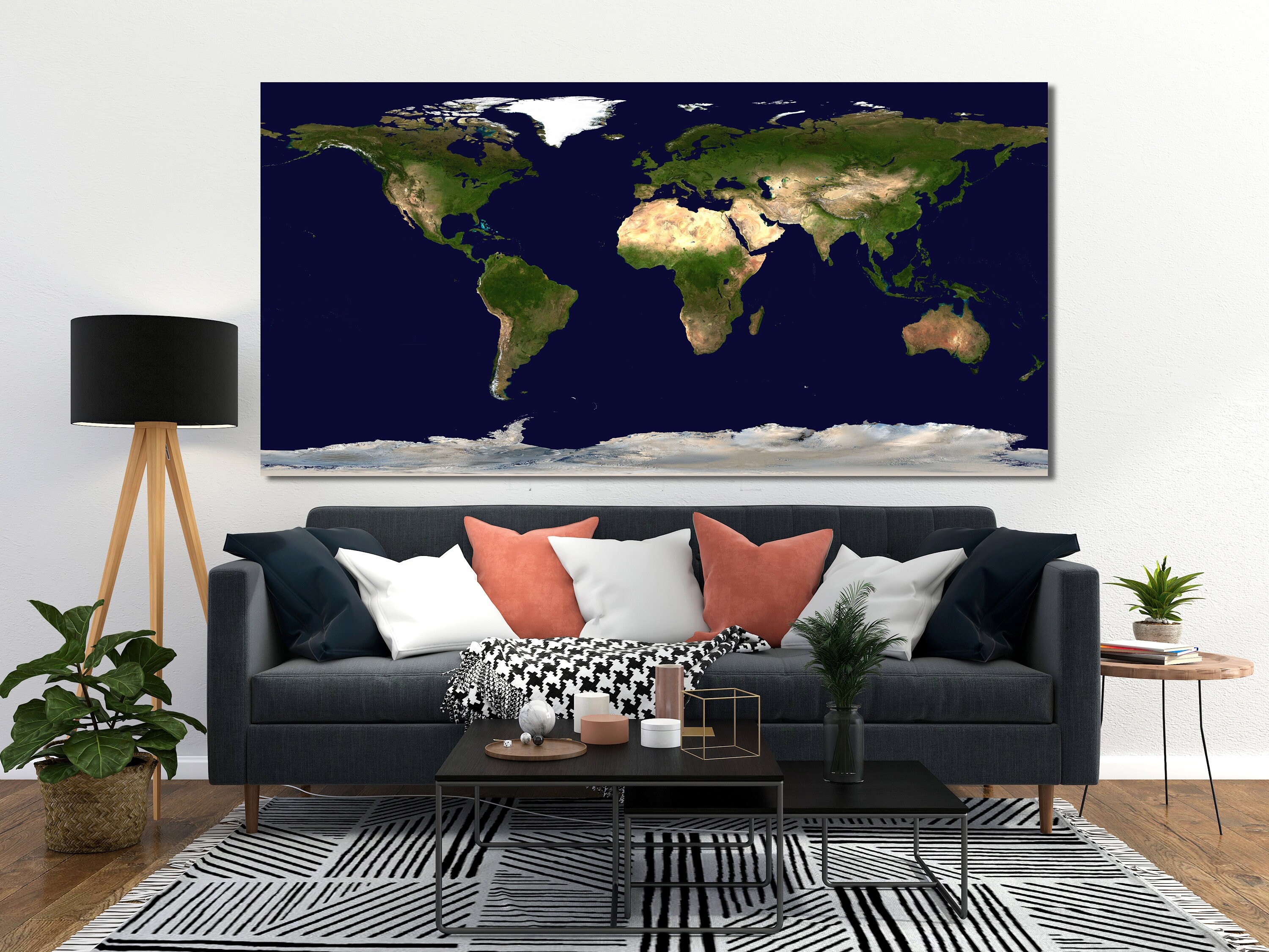 World Map Canvas, NASA World Map Canvas, Huge Canvas Art, the World Map ...