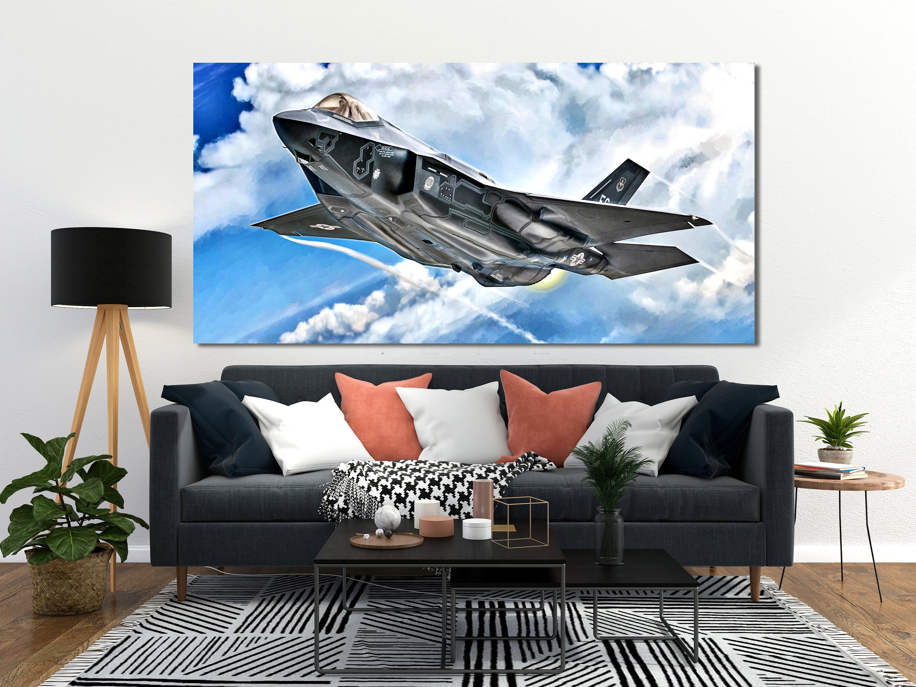 F35 Aircraft Canvas, Aviation Canvas, Airplane Wall Art, Strike Fighter ...