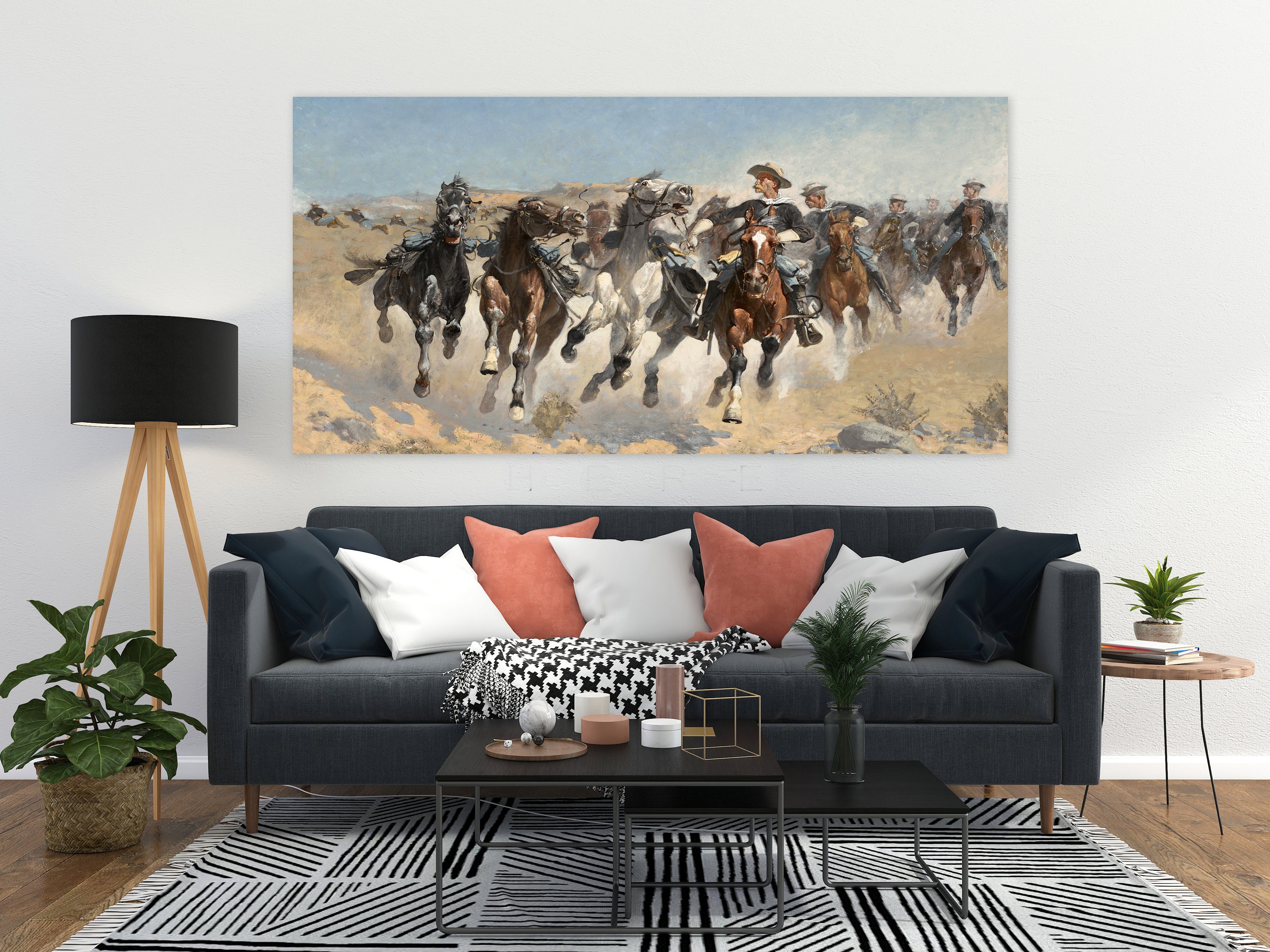 Cowboy Wall Decor, Colorful Huge Canvas Art, Western Wall Art, Original ...