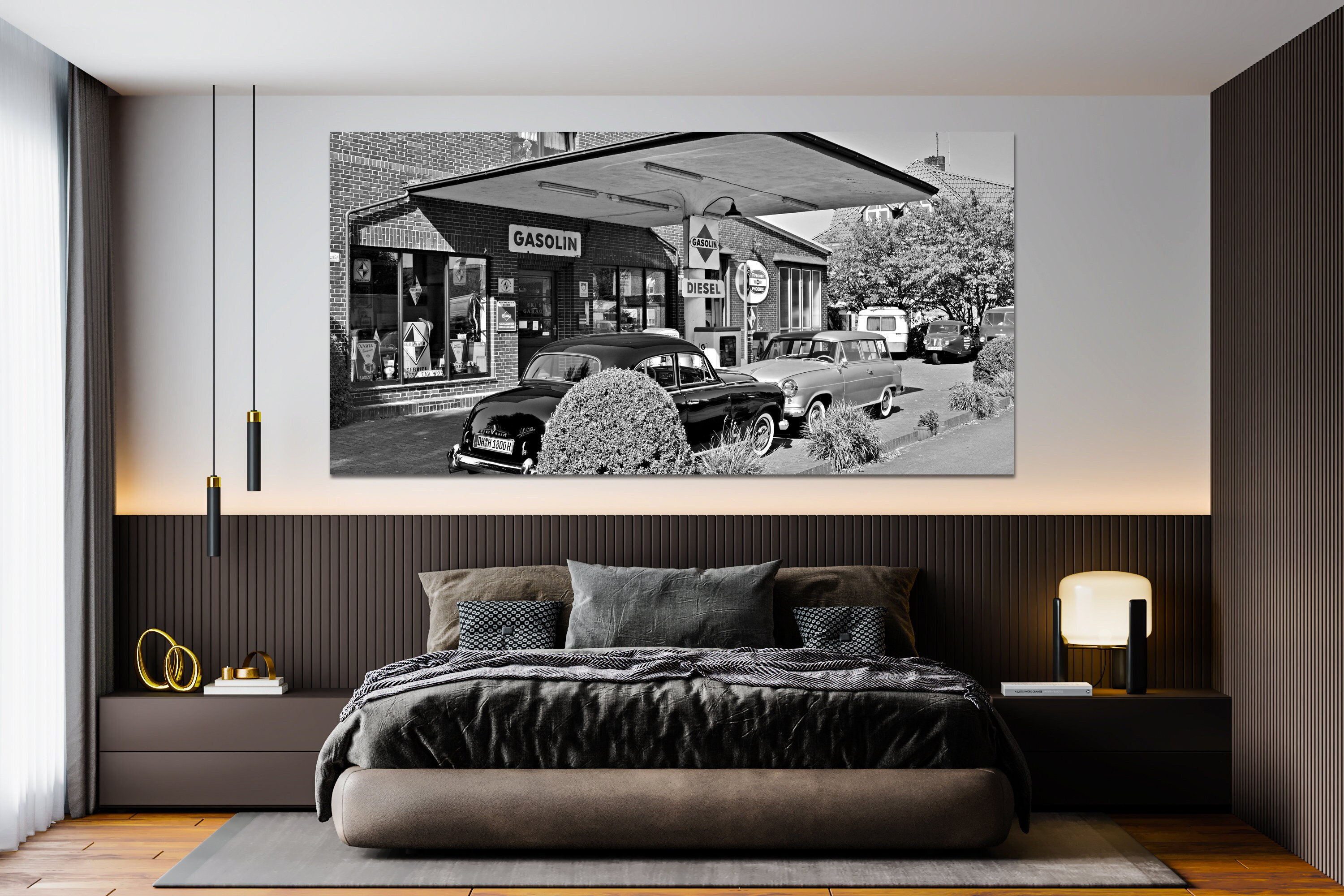 Vintage Car Canvas Wall Art, Garage Wall Decor, Vintage Gas Station ...