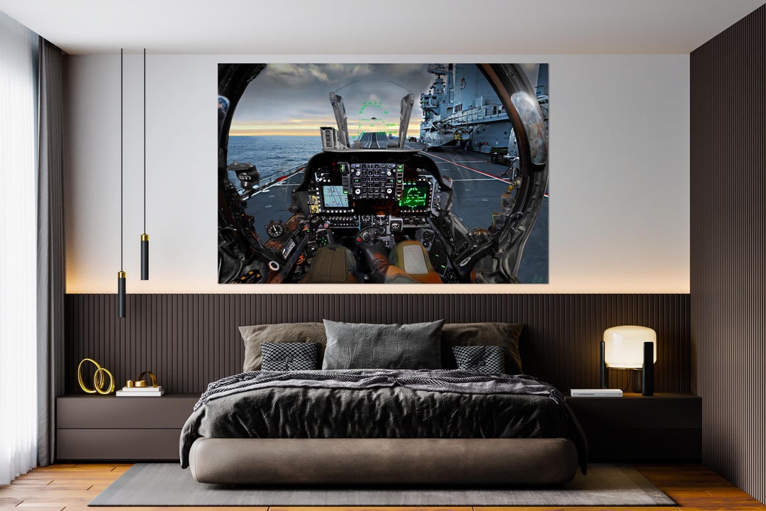 Aircraft Cockpit Wall Decor, Strike Fighters Cockpit Canvas Wall Art ...