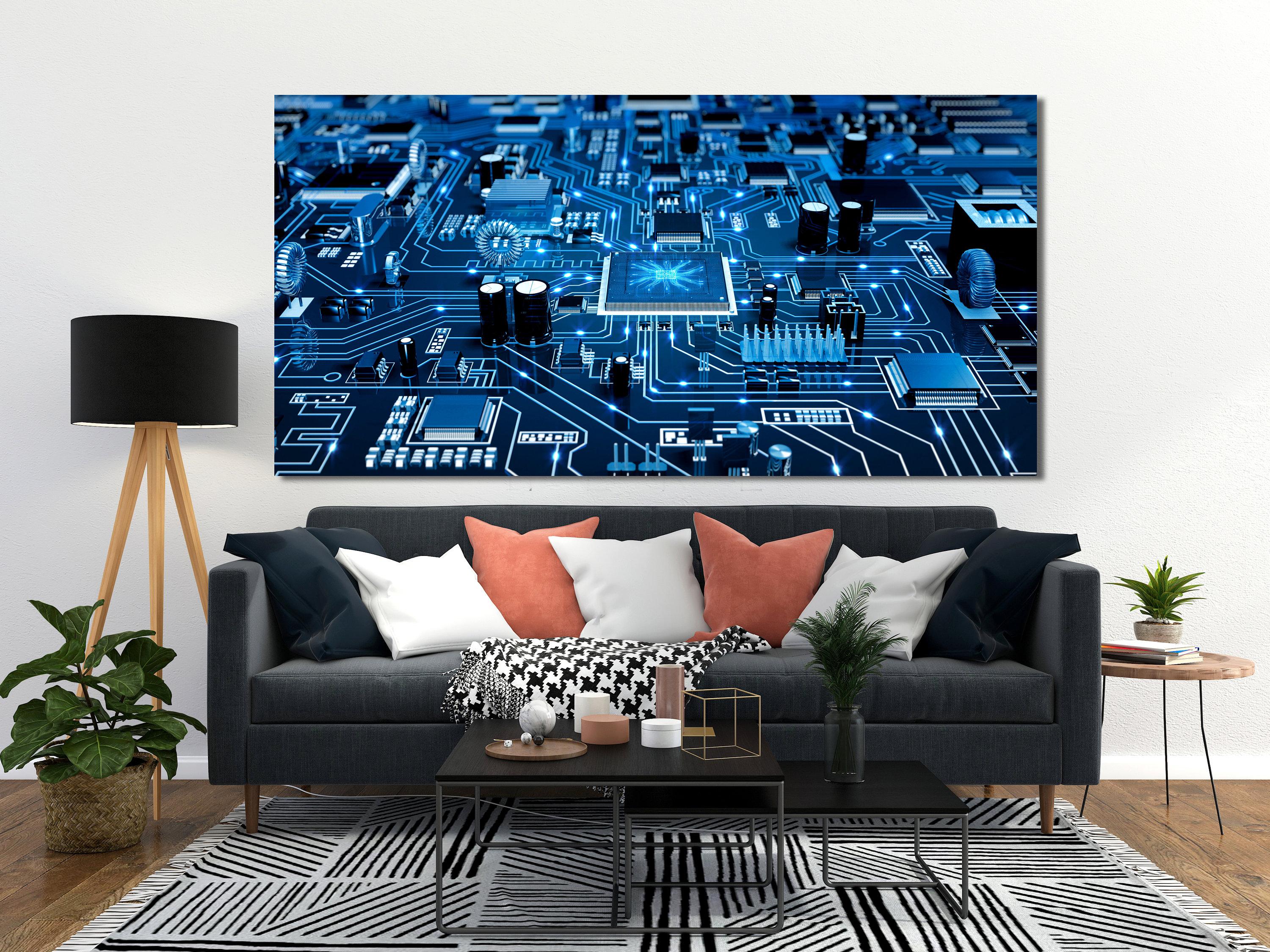 Circuit Board Wall Art, Huge Canvas Art, Scientific Canvas, Engineering ...