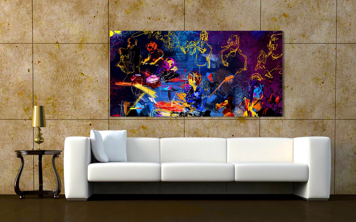 Group of People Party Wall Art, Jazz Music Canvas Art, Huge Canvas Art ...
