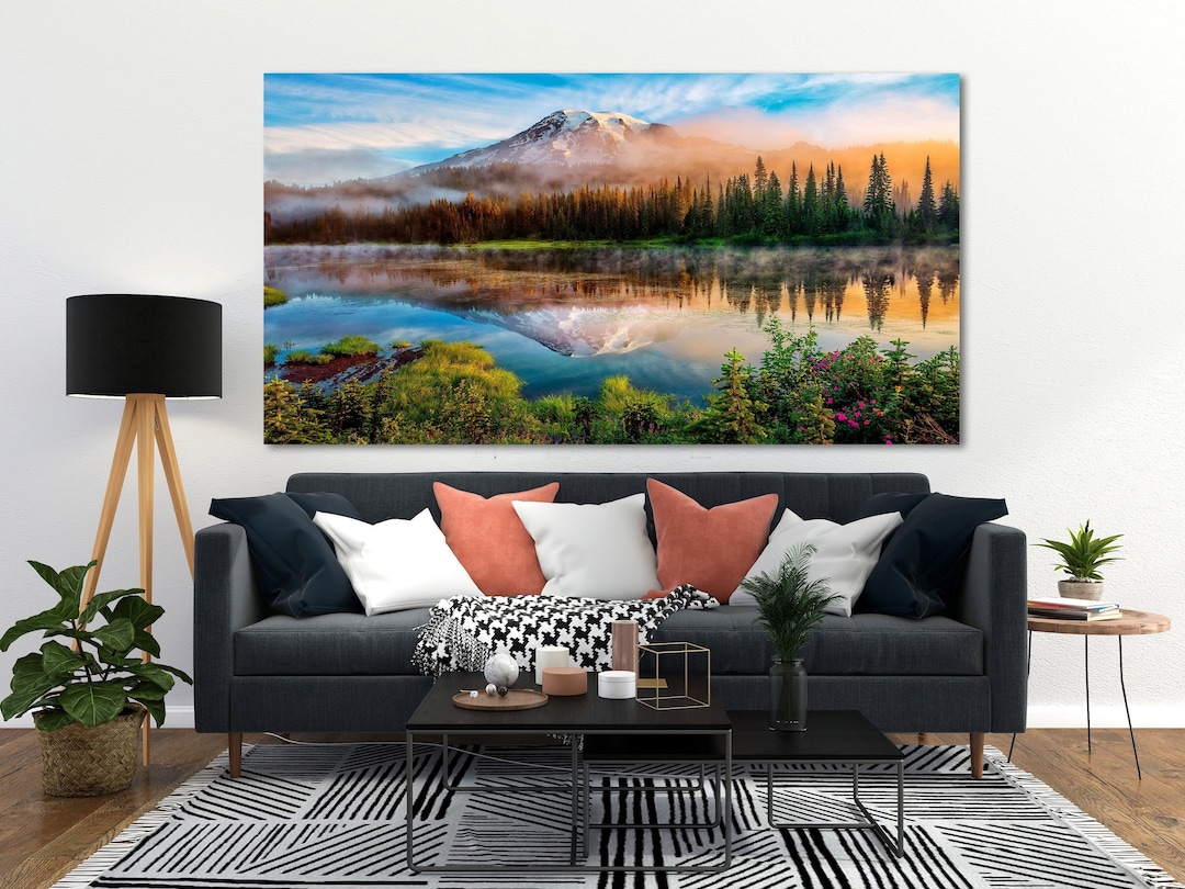 Mountain Canvas, Landscape Canvas, Huge Canvas Art, Lake Wall Art ...