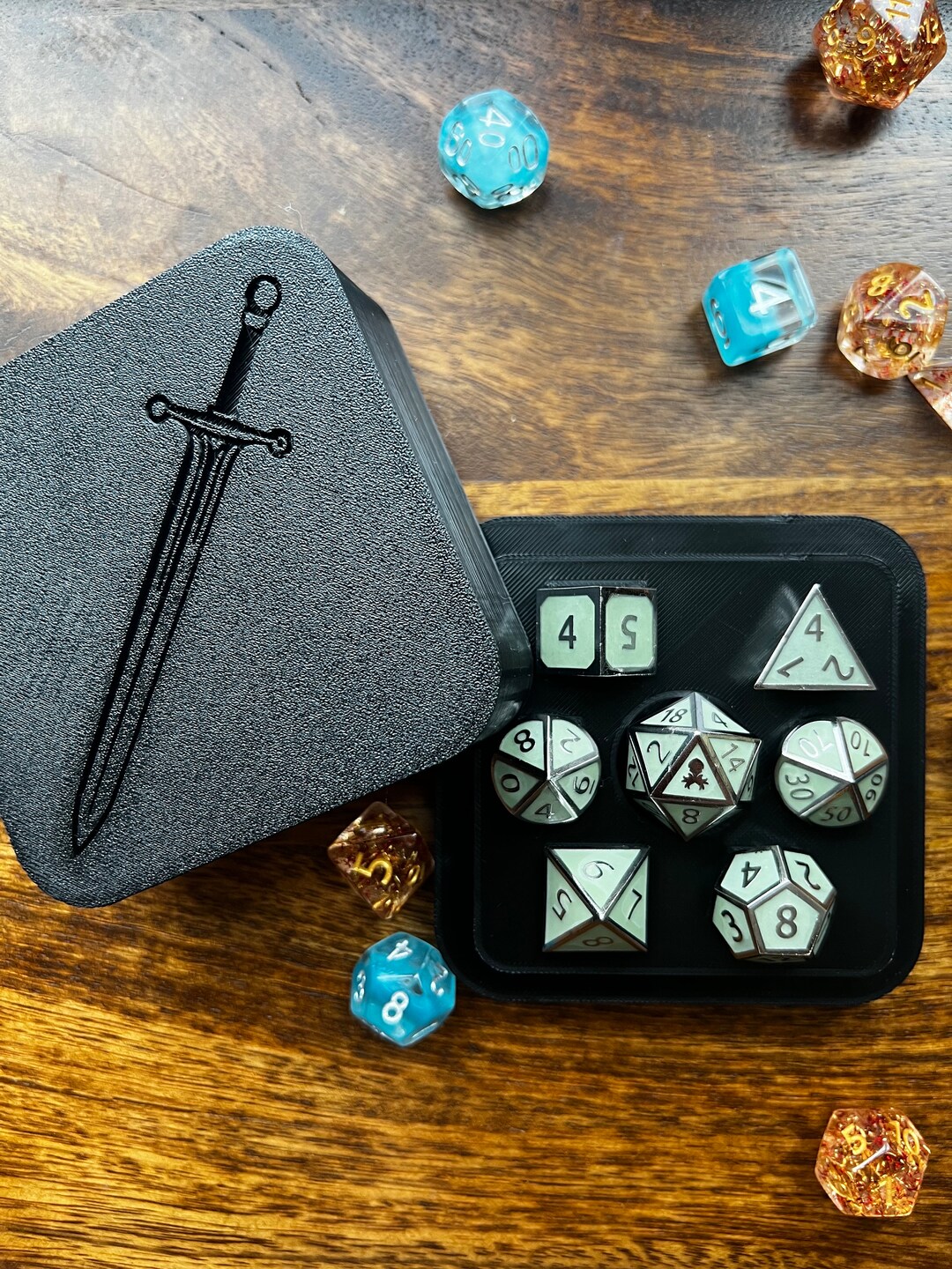 3D Printed Dice Box With Built in Rolling Tray Longsword - Etsy