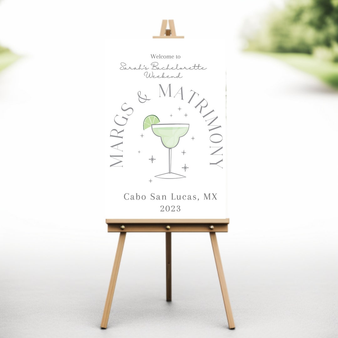 Margs & Matrimony Bridal Shower or Bachelorette Welcome Sign, Printable ...