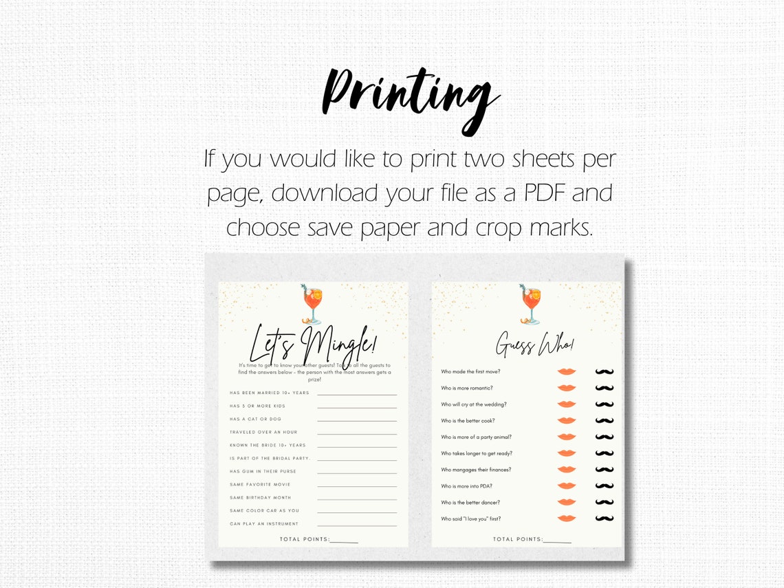 Aperol Spritz Bridal Shower Games 10 Printables Bundle Printablebridal ...