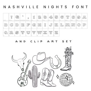 Cowboy Western Hand Drawn Font and Clip Art Bundle, Vintage Wild West ...