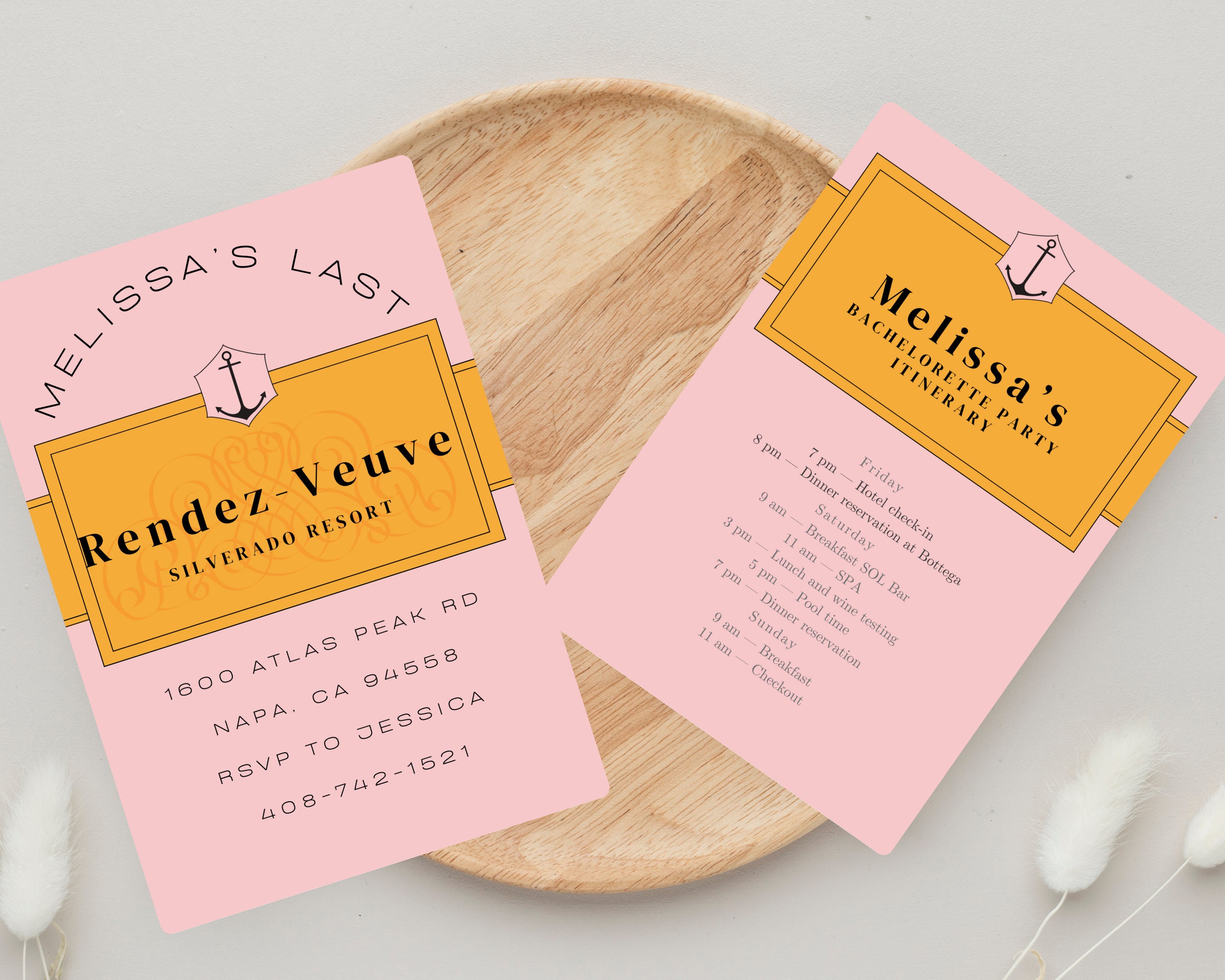 Last Rendez Veuve Bachelorette Invitation and Itinerary and Bottle ...